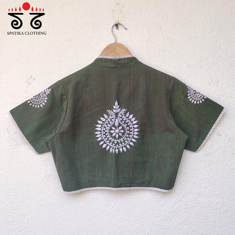 The Solid Chikan and Lace Blouse - New Edition – Spatika Clothing