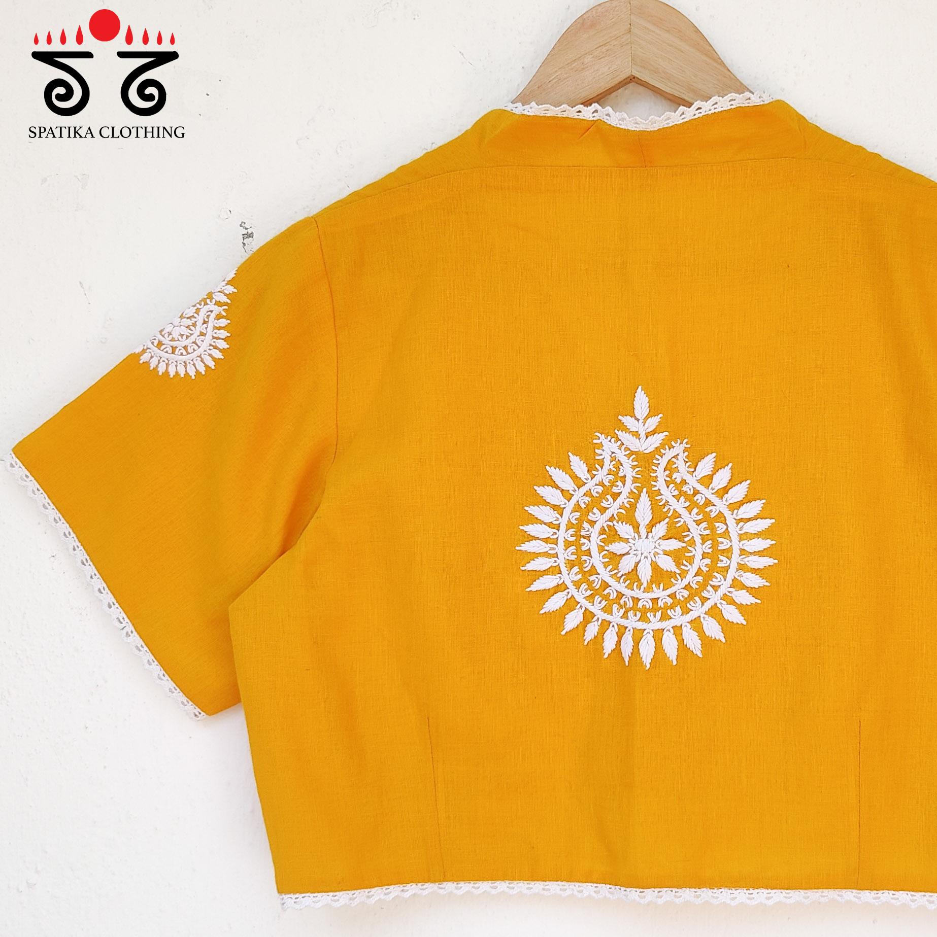 The Solid Chikan and Lace Blouse - New Edition