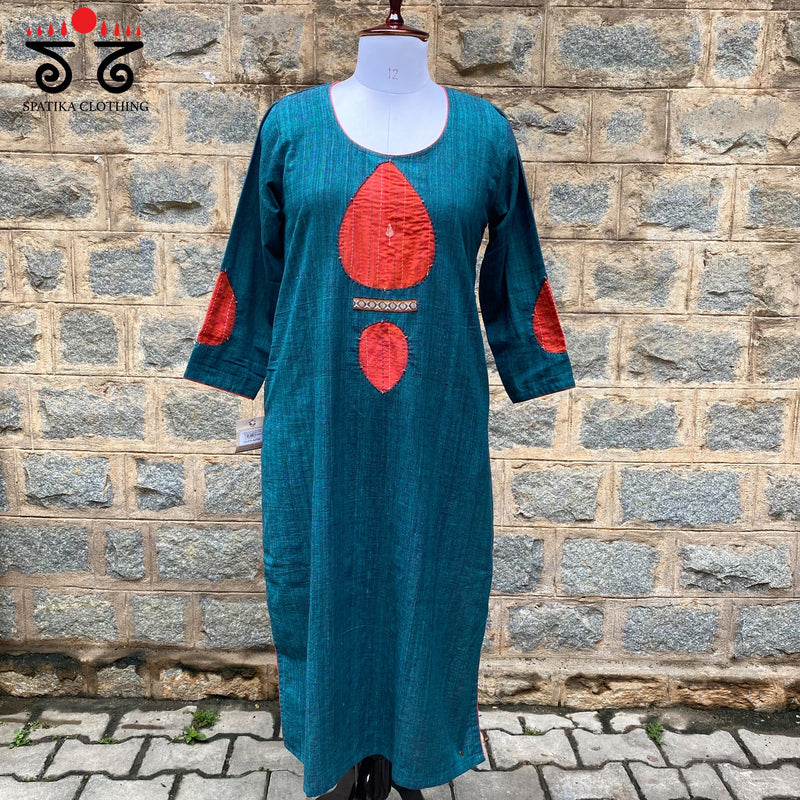 Kantha-Inlay Work Handcrafted Kurta – Spatika Clothing